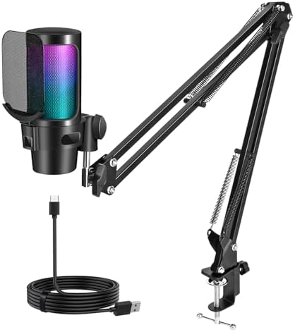 Diealles Shine Microfono Gaming PC, RGB Condensador Micrófono ...
