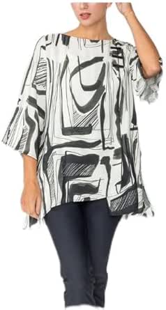 IC Collection Flowing Asian Brushstroke Print Tunic at Amazon Women’s ...
