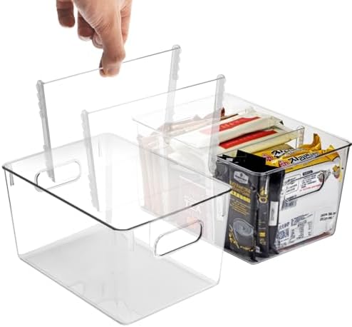 Amazon.com: 2 Pack Pantry Storage Organizer Bins with Free Removable ...