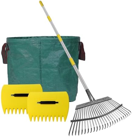 Stanew Garden Leaf Rake Set, 1.65M Telescopic handle, include 25-Teeth ...