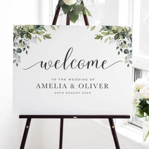 Wedding Welcome Sign - Green Eucalyptus. Foam Board, Canvas or Poster ...