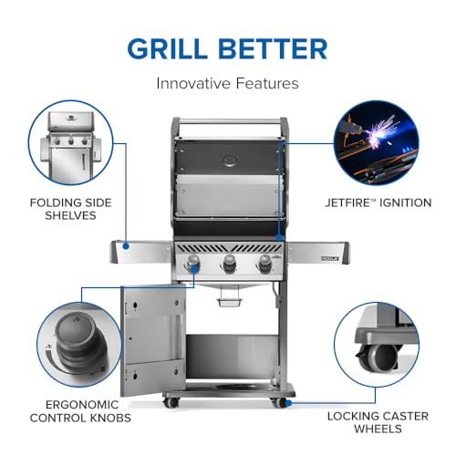 Napoleon Rogue 425 Propane Gas Grill, Stainless Steel, Durable 3-Burner ...