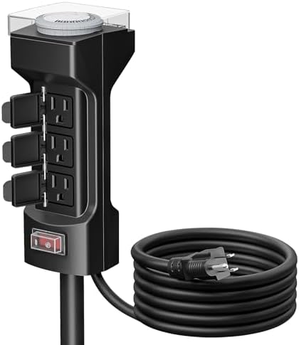 Amazon.com: TiFFCOFiO Outdoor Power Strip Timer, Dusk to Dawn Sensor ...