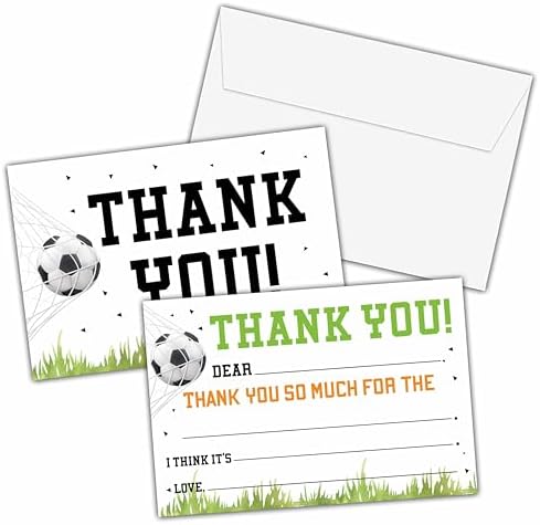 Amazon.com : KFNER Soccer Thank You Cards, Football Themed Fill In The ...