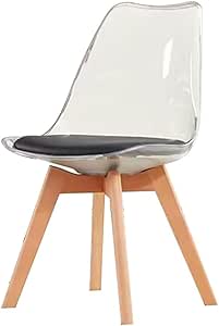 Amazon.com: Mid-Back Transparent Chair Set of 2, with Wood Legs ...