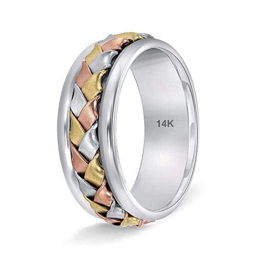 Amazon.com: Tri Color Wedding Band – 14k or 18 k Handmade Gold Braided ...