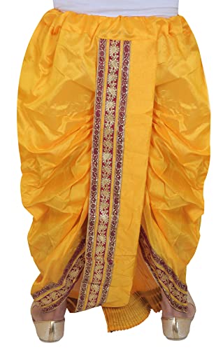 Buy Yellow Ready to Wear Dhoti (D-2) - | Stitched Mayur Puchha Dhoti ...