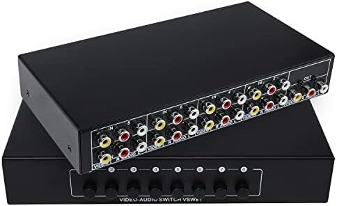 4-Way AV Switch RCA Switcher 4 in 1 Out Composite Video L/R Stereo ...