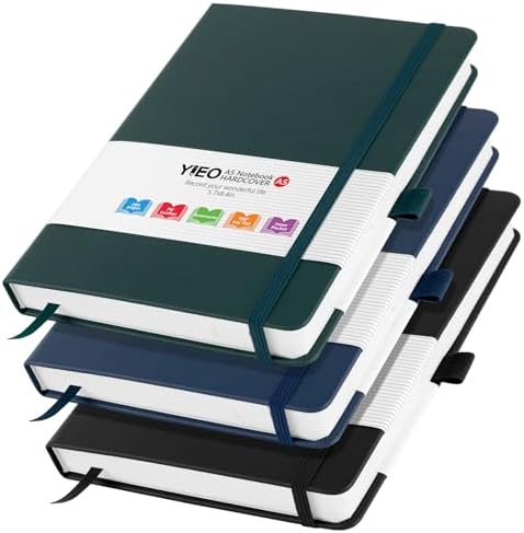 YIEO A5 Notebook, 3 Pack Notebook A5 200 Lined Pages 80GSM Journal ...