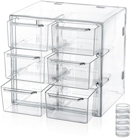 Clear Acrylic Makeup Organiser Box, Cosmetic Drawers with 6 Jewellery ...
