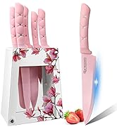 Amazon.com: Kitchen Knife Set with Block, Retrosohoo Pink 19PC Silicone ...