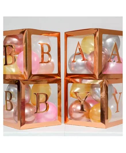 Selibration | Transparent Cardboard Baby Letter Box With Balloons (Rose ...