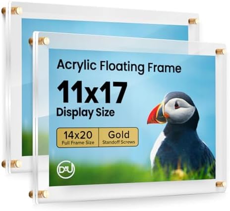 Amazon.com - Acrylic Floating Frames Gold Standoffs (2-pack) 11" x 17 ...