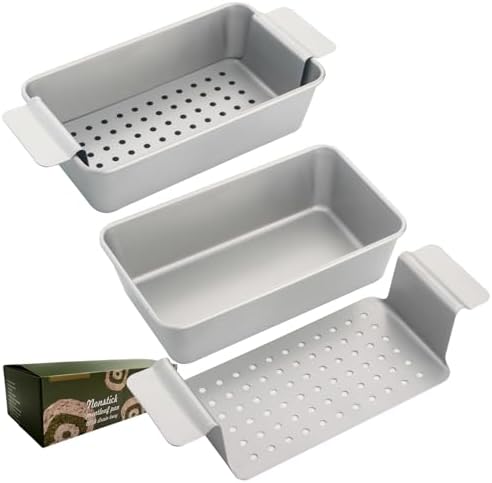 Amazon.com: BRONYPRO Nonstick Meatloaf Pan with Drain Tray, 9x5 Meat ...