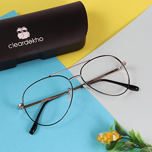 Buy Cleardekho Aviator Black and Silver Blue Cut Computer Eyeglasses at ...