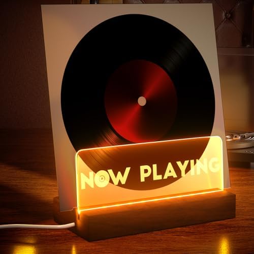 Amazon.com: Now Playing Vinyl Record Stand,Light Up Wooden Vinyl Record ...