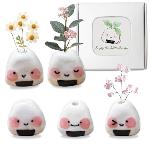 Amazon.com: TIWIWTB Premium Ceramic Mini Vase 5pcs, Handmade Rice Ball ...