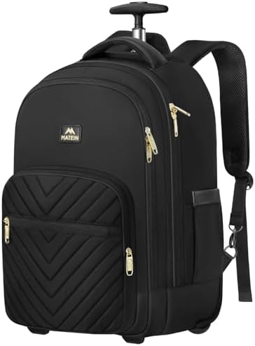 Amazon.com: MATEIN Rolling Backpack with 4 Wheels, 17 inch Roller ...
