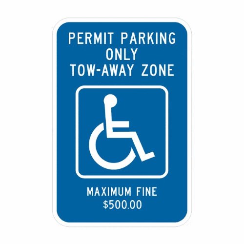 N-10, 12"x18"HIP, Permit Parking Only Tow-Away Zone (Handicap Symbol ...