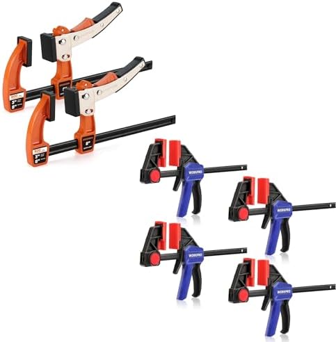 Jorgensen 2 Pack 8-inch Bar Clamp Set and WORKPRO 4 Pack 6" Bar Clamps ...