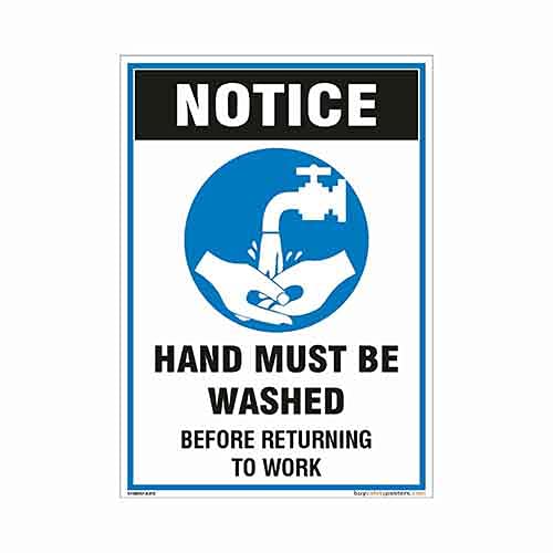 buysafetyposters.com - Hand must be Washed Sign In English - PVC ...