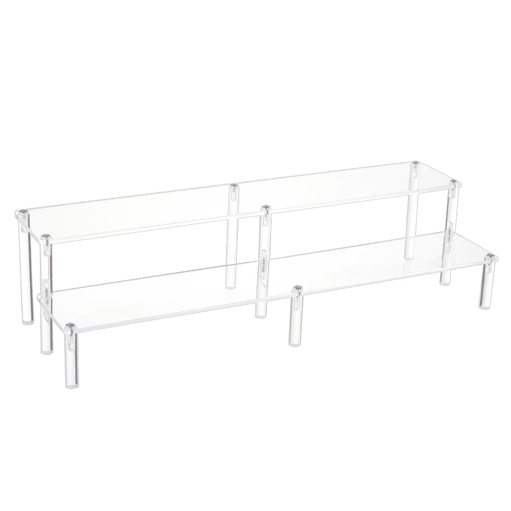 BENECREAT Acrylic Action Figure Display Riser Stands, 2 Tier Acrylic ...