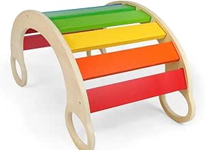Amazon.com: kids wooden rocker, kids rocker toy, Kids rainbow rocker ...
