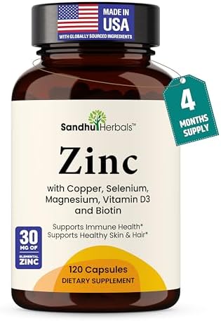 Amazon.com: Zinc 30mg with Copper, Selenium & Vitamin D3 | 120 Capsules ...