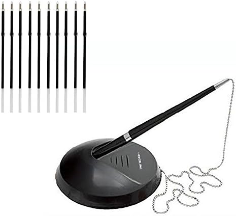 Reception Pen Desk Set On Chain With Stand- Black Counter Pen + Free ...