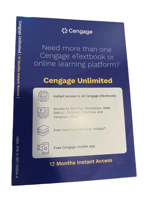 Cengage Unlimited Access Code for 12 Months 9780357700044: Cengage ...