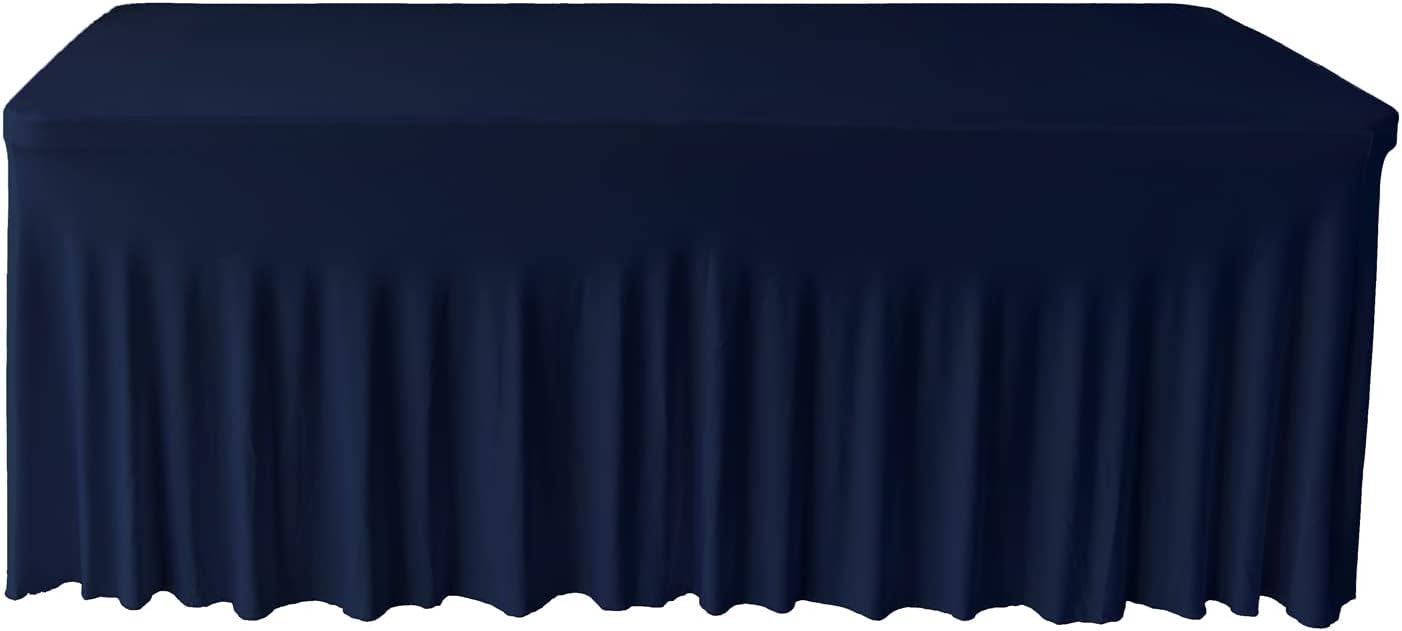 Amazon.com: Gowinex 8ft Navy Blue Spandex Table Skirt Spandex ...