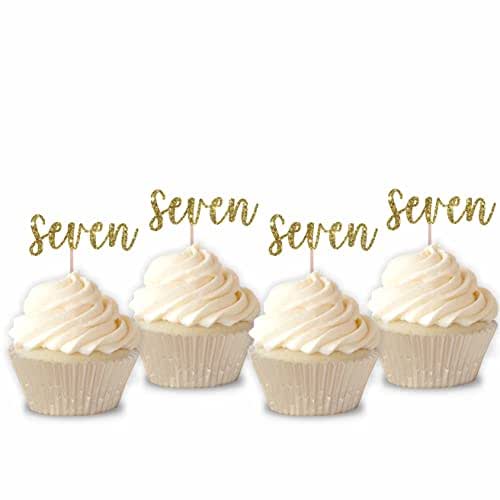 Amazon.com: Glitter Number"Seven" Cupcake Toppers | Set of 12 Glitter 7 ...