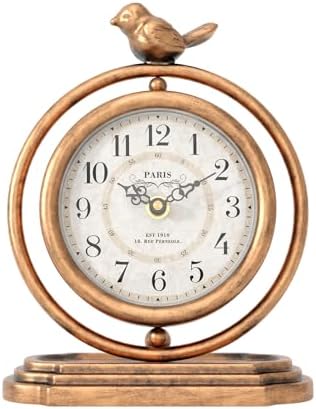 Amazon.com: ChimeTide Gold Vintage Table Clock with Bird, European ...