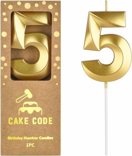Buy PartyToko no 5th Birthday/Golden Candle/Number Candle/Numerical No ...