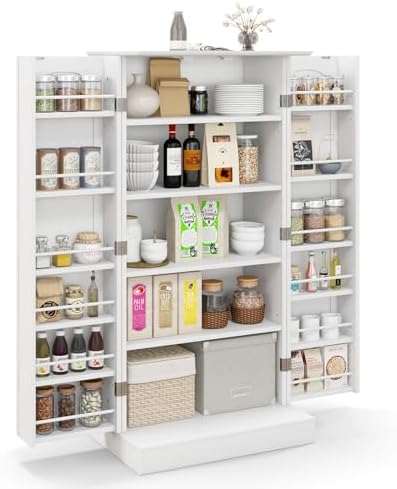 Amazon.com: LOKO 47.5” Kitchen Pantry Cabinet, Modern Food Storage ...