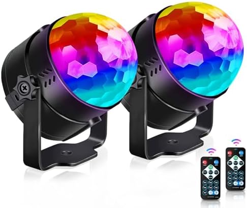 Luditek 2-Pack Portable Sound Activated Party Lights for Outdoor Indoor ...