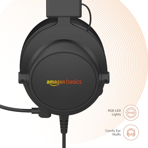 amazon basics 7.1 USB Gaming Headphones with Mic | Wired Over-Ear ...