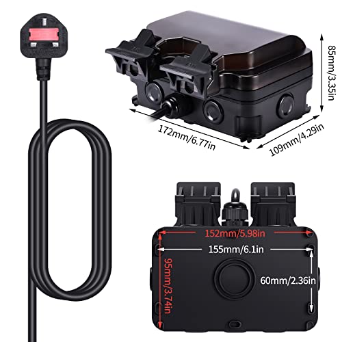 Outdoor Socket with 3m Extension Lead, Double Outdoor Socket Waterproof ...