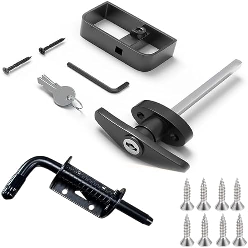 Amazon.com: Shed Door Latch T-Handle Lock Kit 4-1/2” Stem, 2 Keys and 5 ...