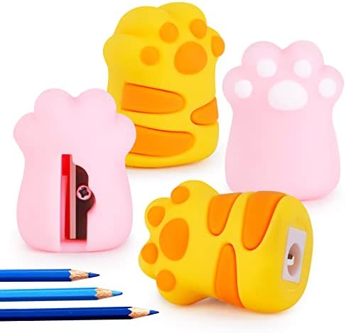 4 PCS Cat Paw Pencil Sharpener, Cute Manual Pencil Sharpener for Kids ...