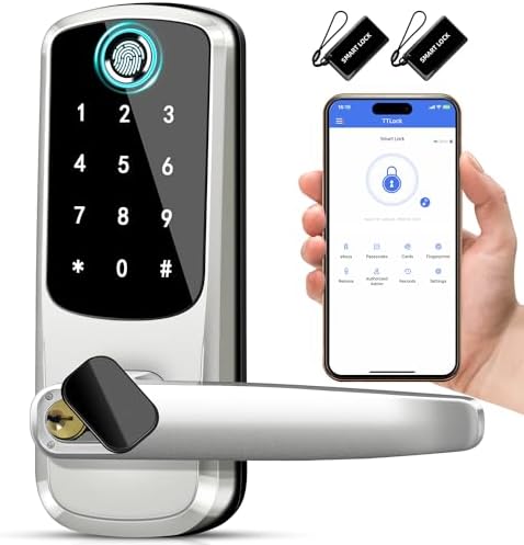 Smart Door Lock with Handle,Keyless Entry & Remote Access,Fingerprint ...