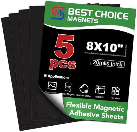 Amazon.com : 5P Adhesive Magnetic Sheets 8" x 10"Flexible Magnetic ...