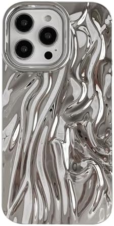 Amazon.com: Caseative for iPhone 14 Pro Case,Pleated Water Ripple Chrome Wave Pattern Soft Phone ...