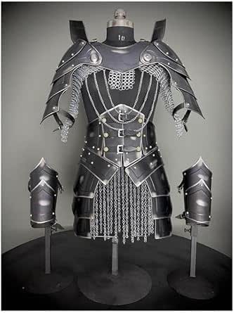 Amazon.com: Medieval Black Steel Armor Set with Chainmail – LARP ...