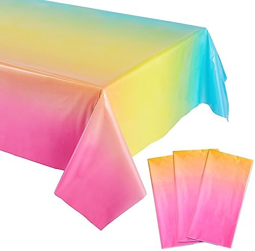Amazon.com: Sparkle and Bash 3 Pack Plastic Ombre Rainbow Tablecloth ...