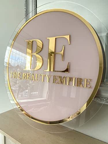 Amazon.com: Custom Business Logo Sign, 3D Mirror Gold Logo Signs ...