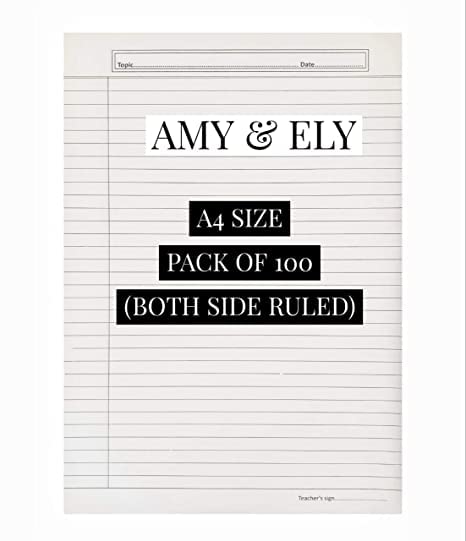 K.Kataria eshop 100 A4 Size White Both Side Ruled Project Papers/Sheets ...