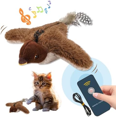 Amazon.com : Teddy Run - Cat Toys Flapping Wings Sparrow with Catnip ...