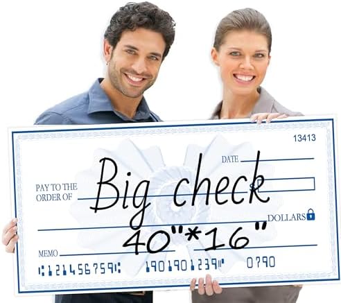 Amazon.com: Giant Check for Presentation - 16" x 32", Big Oversized ...