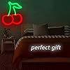 Cherry Neon Sign, Red Green Cherries Neon Lights, Cherry Neon Signs for ...